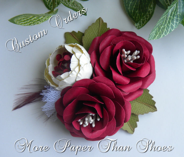 Hand Sculpted Paper Flowers - Red & Cream - Custom Order Available ...